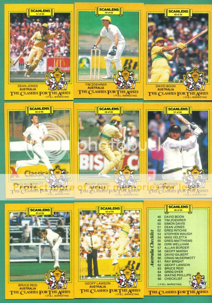 1986-1987 Scanlens Cricket The Clashes For The Ashes, lots of cards ...